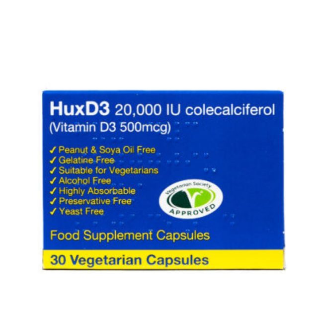 HuxD3 Hux D3 20 000 IU 30 Vegetarian Capsules HIGH STRENGTH VITAMIN D huxd3-hux-d3-20-000-iu-30-vegetarian-capsules-high-strength-vitamin-d