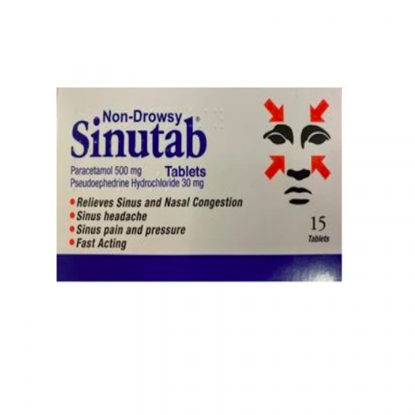 Sinutab 15 Tablets-WARNING: THIS IS A HIGH RISK MEDICATION - Caplet ...