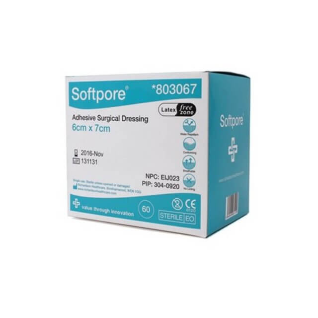 Softpore – Adhesive Surgical Dressing – 60 6cm x 7cm - Caplet Pharmacy