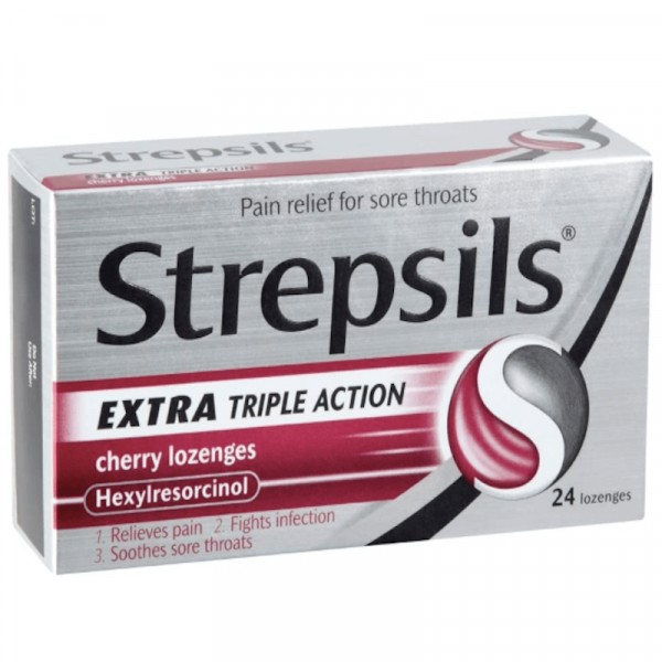 Strepsils Extra Strength Triple Action Cherry – 24 Lozenges - Caplet ...