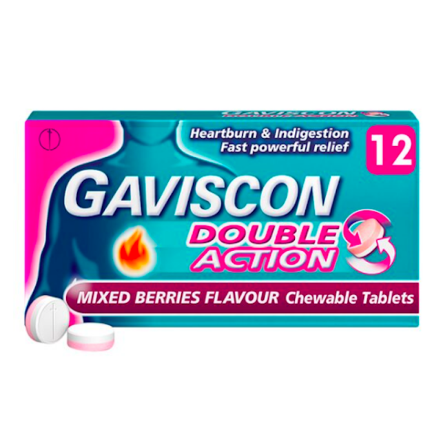 Gaviscon Double Action Mixed Berries Flavoured Chewable 24 Tablets ...