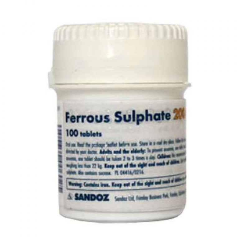 Ferrous Sulphate Tablets 200mg- 100 Tablets - Caplet Pharmacy
