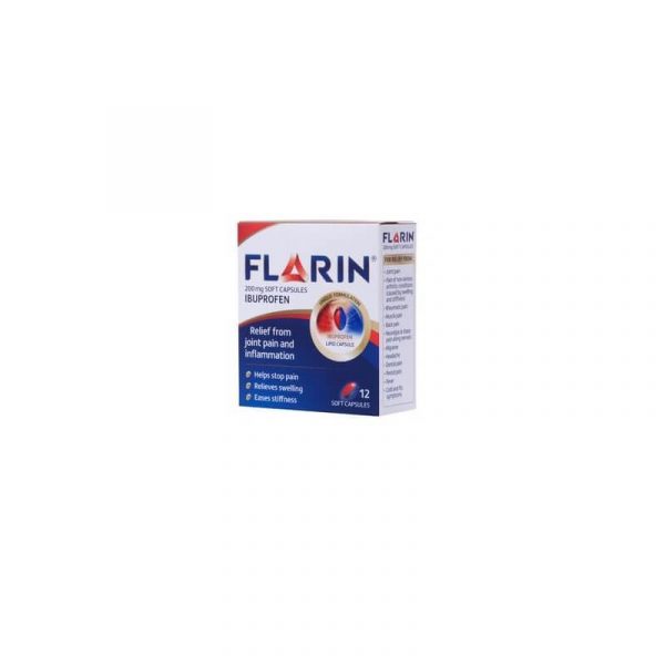 Flarin 200mg Ibuprofen 12 Soft Capsules - Caplet Pharmacy