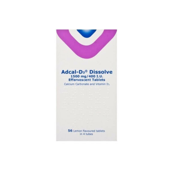 Adcal-D3 Dissolve 1500mg/400 I.U Effervescent Tablets 56 Pack - Caplet ...
