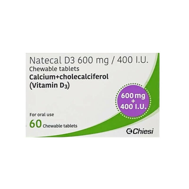 Natecal D3 600mg/400 I.U Chewable 600mg Tablets 60 - Caplet Pharmacy