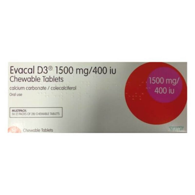 Evacal D3 1500mg Chewable 56 Tablets - Caplet Pharmacy